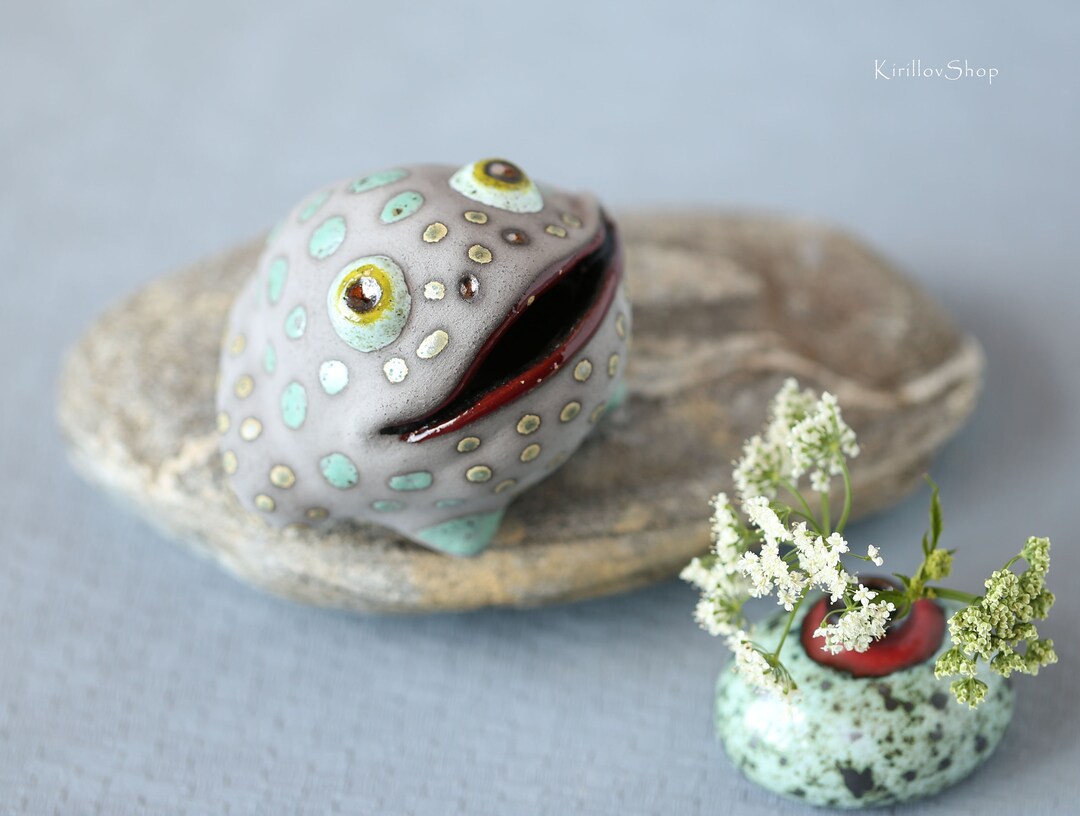 Ceramic Sculpture Frog, Handmade Small Toad Figurine, Frog Gift ...