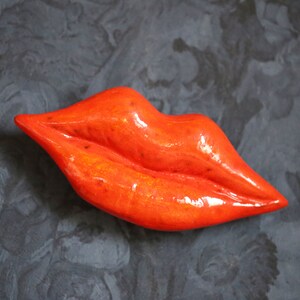 3D Wall Art LIPS Porcelain Ceramic Lips Wall Sculpture Set of 3 Red ...