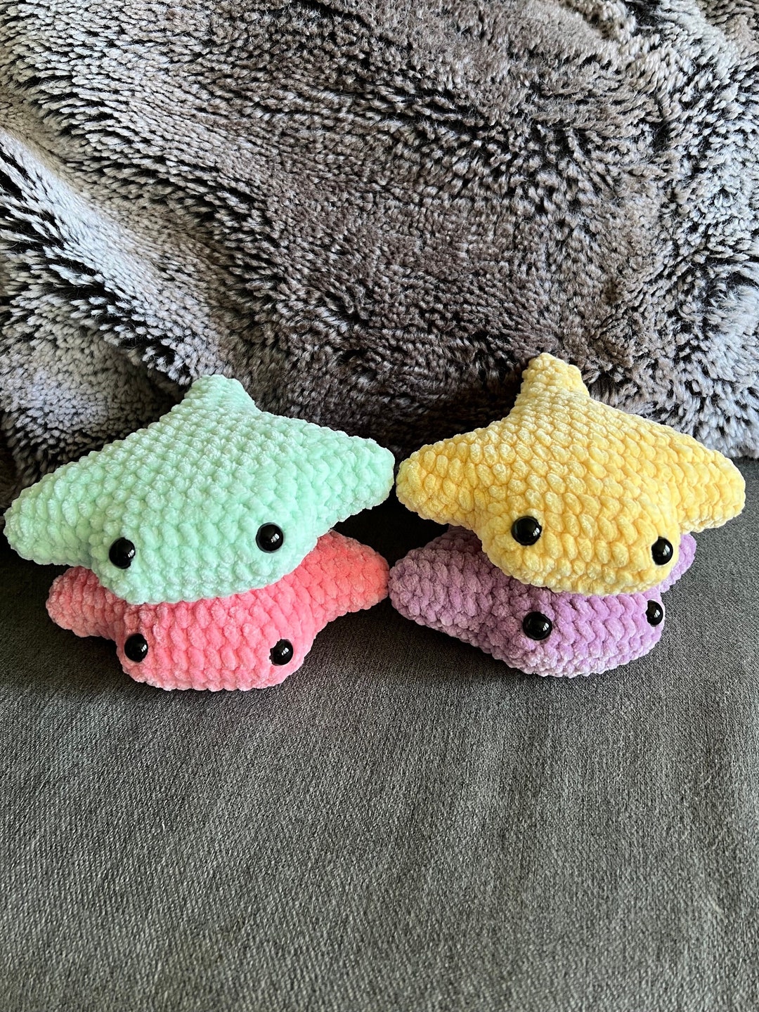 Crochet Yellow, Purple,pink, Mint Stingray, Ocean Stingray, Crochet ...