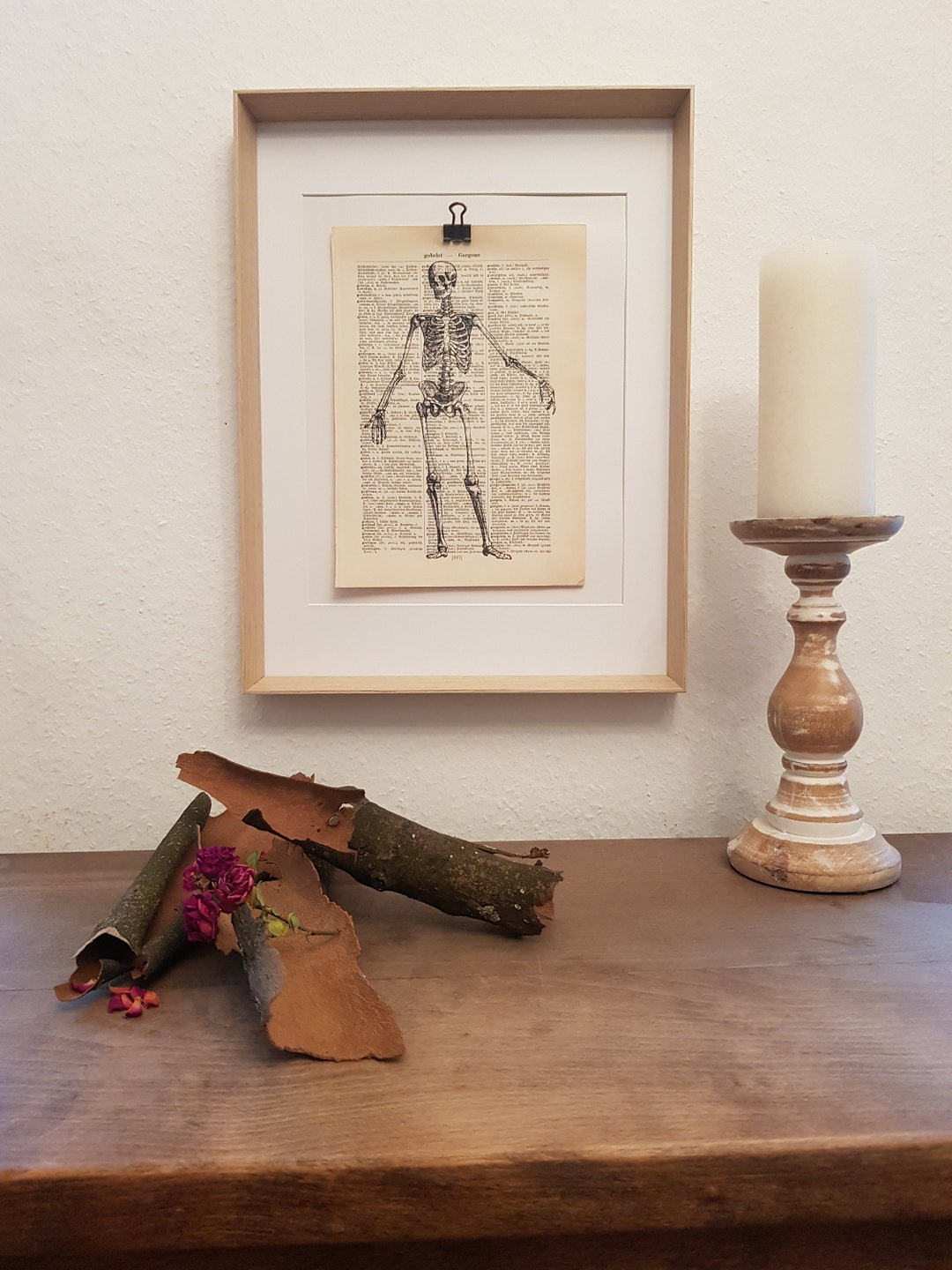 Anatomy Art Print of a Human Skeleton, on Ancient Book Page, Medicine ...