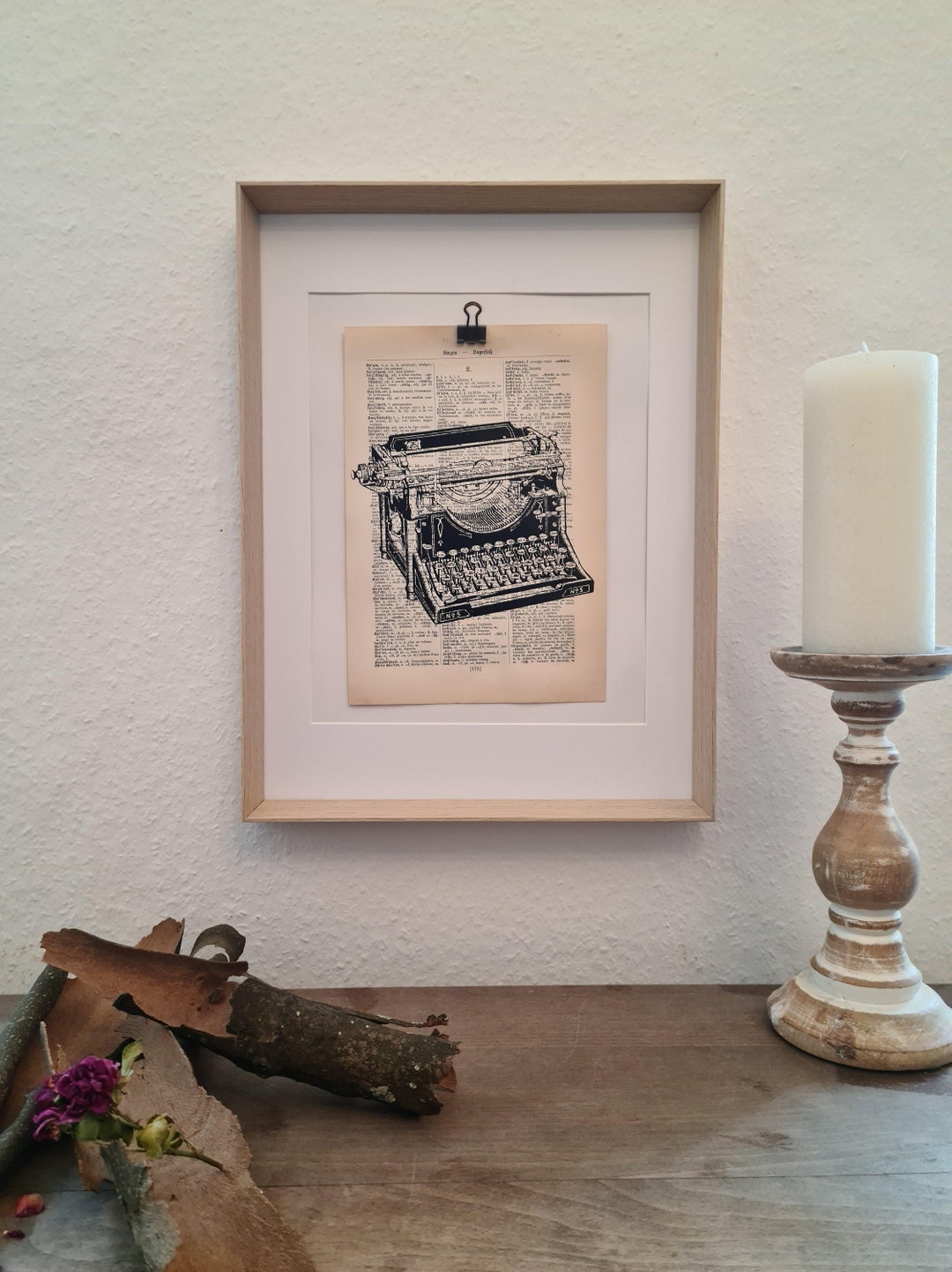 Art Print of an Old Typewriter, on an Antique Book Page, Print, Word ...