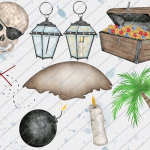 Pirate Clipart, Watercolor Pirates, Pirate Ship Clipart, Pirate Party ...
