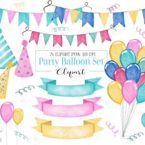Balloon Clipart, Party Clipart, Birthday Clipart, Bunting Clipart ...
