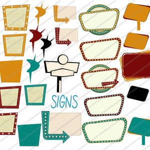Retro Design Elements, Retro Sign Clipart, Retro Clipart, Retro Designs ...