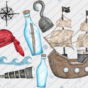 Pirate Clipart, Watercolor Pirates, Pirate Ship Clipart, Pirate Party ...