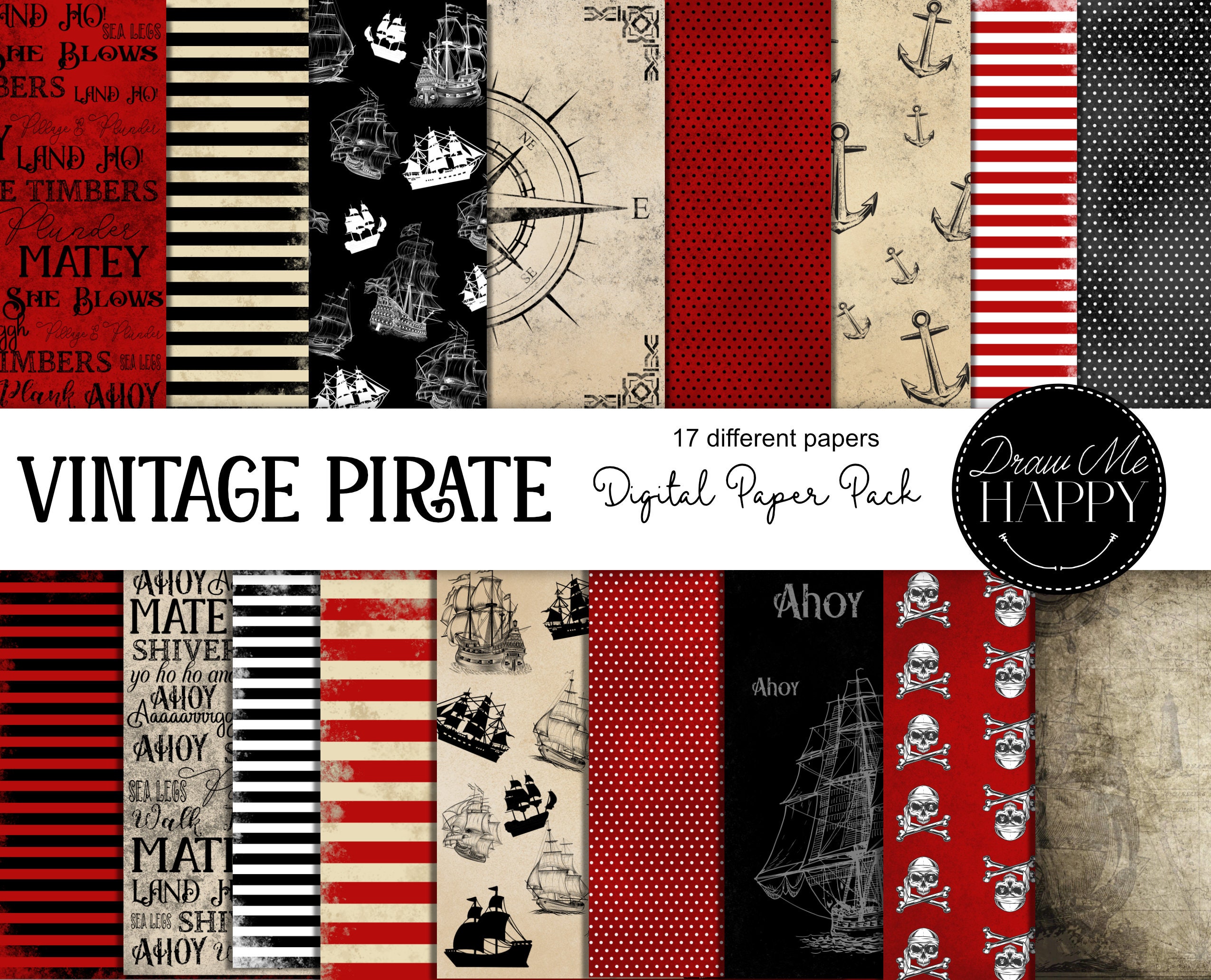 Pirate Digital Paper Pirate Digital Background Pirate - Etsy