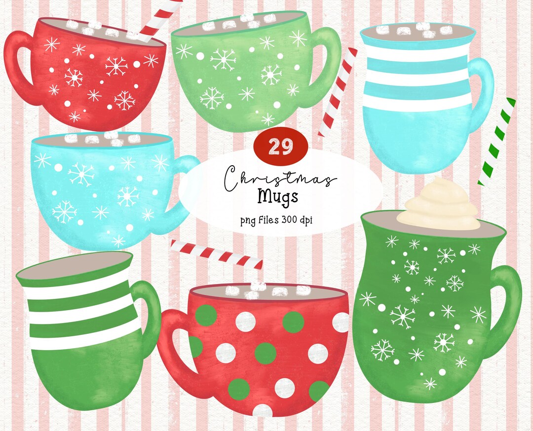 Hot Cocoa Clipart, Hot Chocolate Clipart, Christmas Mugs Clipart ...