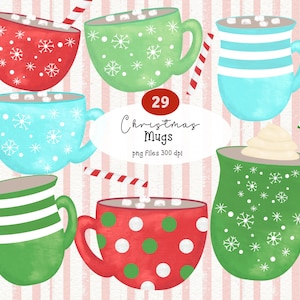 Hot Cocoa Clipart, Hot Chocolate Clipart, Christmas Mugs Clipart ...