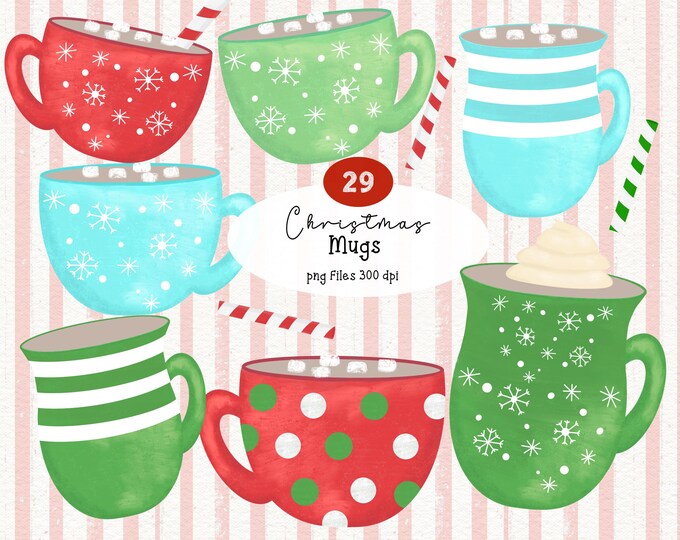 Christmas Clipart. Christmas Mugs Clipart. Winter Drink and Food ...