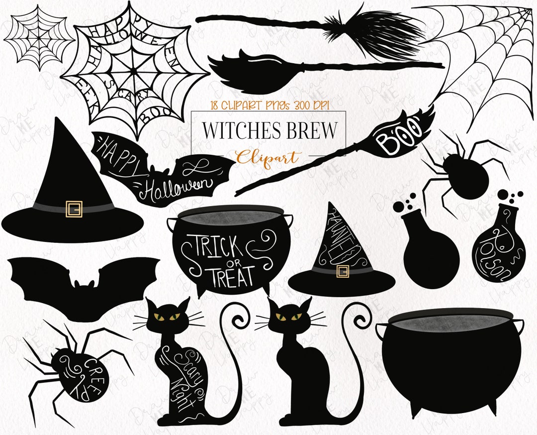 Witch Broom Png, Halloween Clipart, Witch Hat Clipart, Bat Clipart ...