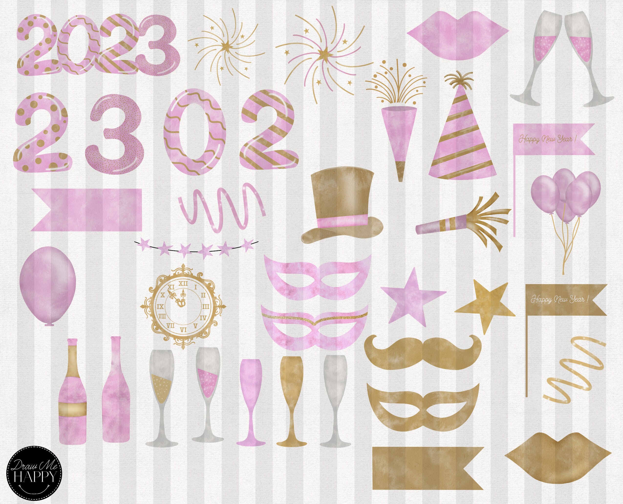 New Years Clipart, Party Clipart, New Years Eve Clipart, Happy New Year ...