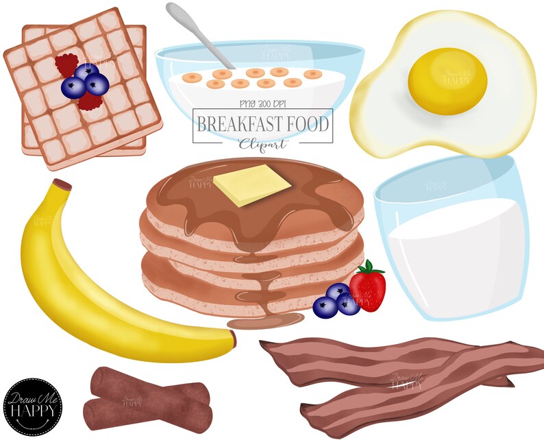 Breakfast Clipart, Pancake Clipart, Brunch Clipart, Egg Clipart, Food ...