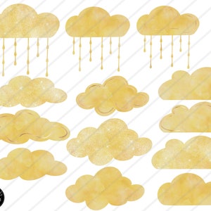 Watercolor Clouds Clipart, Watercolor Rainbow Clipart, Sky Clipart ...