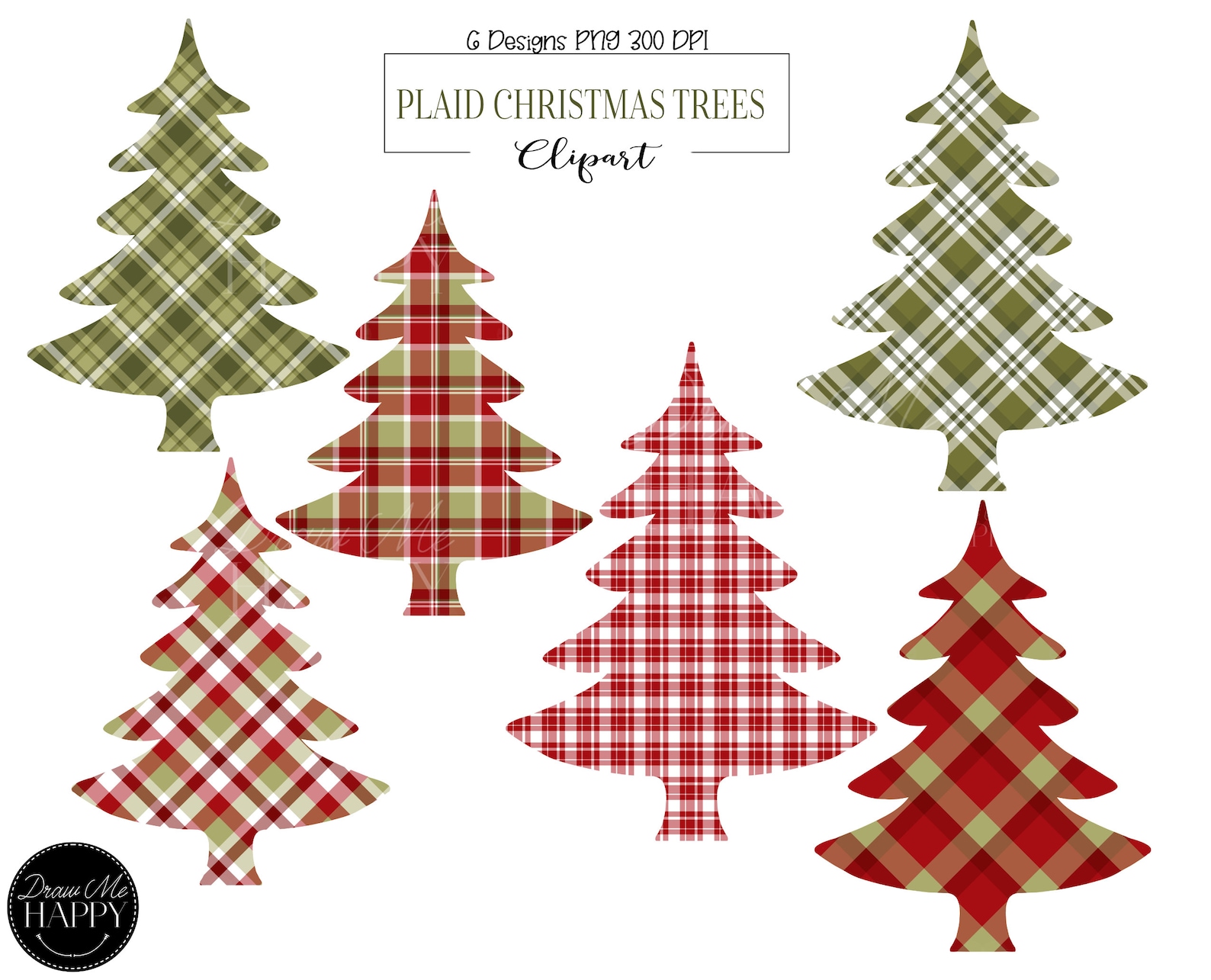 Plaid Christmas Tree Clipart, Christmas Trees Clipart, Tree Clipart ...