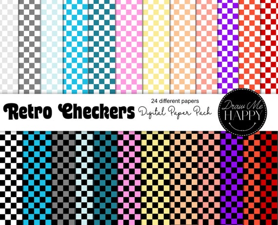 Checkered Digital Paper Seamless Checker Patterns 50s - Etsy