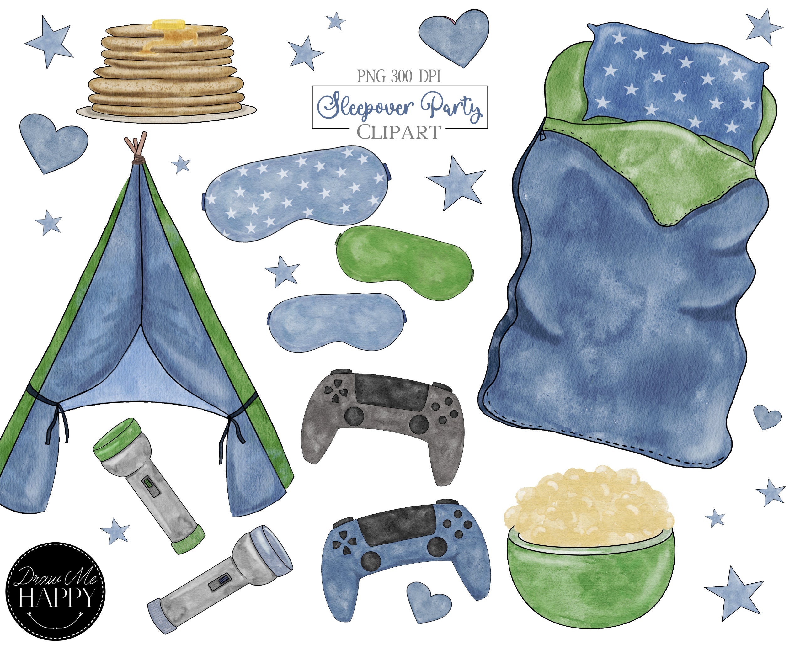Slumber Party Clipart, Sleepover Clipart, Pajama Party, Camping Clipart ...