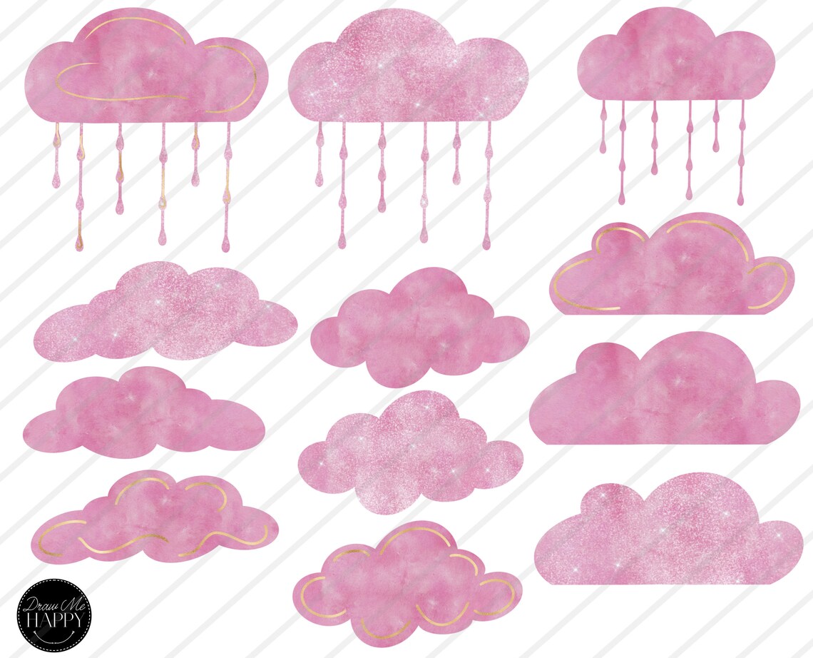 Watercolor Rainbow Clipart Clouds Clipart Sky Clipart | Etsy