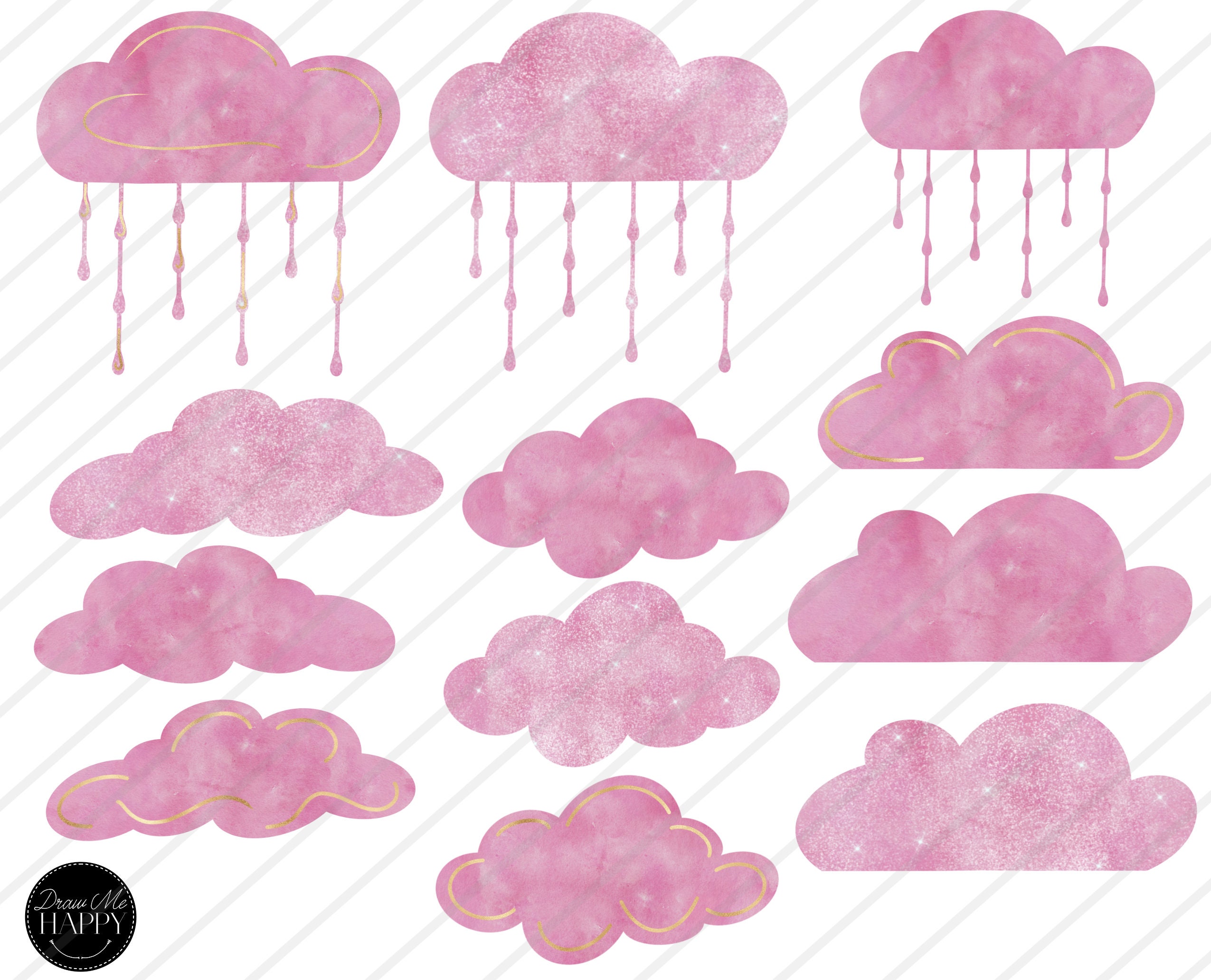 Watercolor Rainbow Clipart, Clouds Clipart, Sky Clipart, Weather ...