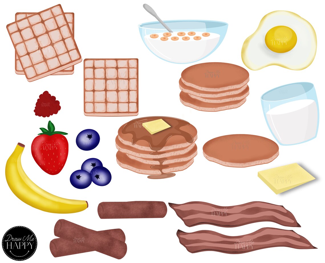 Breakfast Clipart, Pancake Clipart, Brunch Clipart, Egg Clipart, Food ...