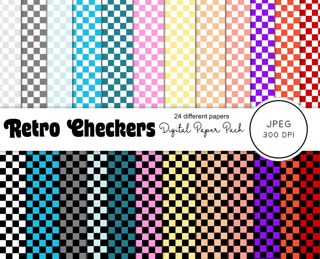 Checkered Digital Paper, Seamless Checker Patterns, 50s Digital Paper ...