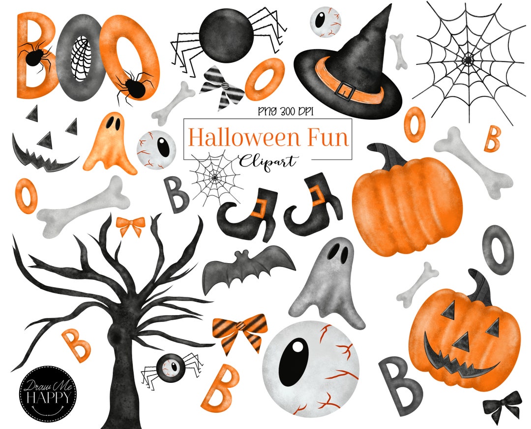 Halloween Clipart, Cute Halloween Clipart, Boo Clipart, Fall Halloween ...