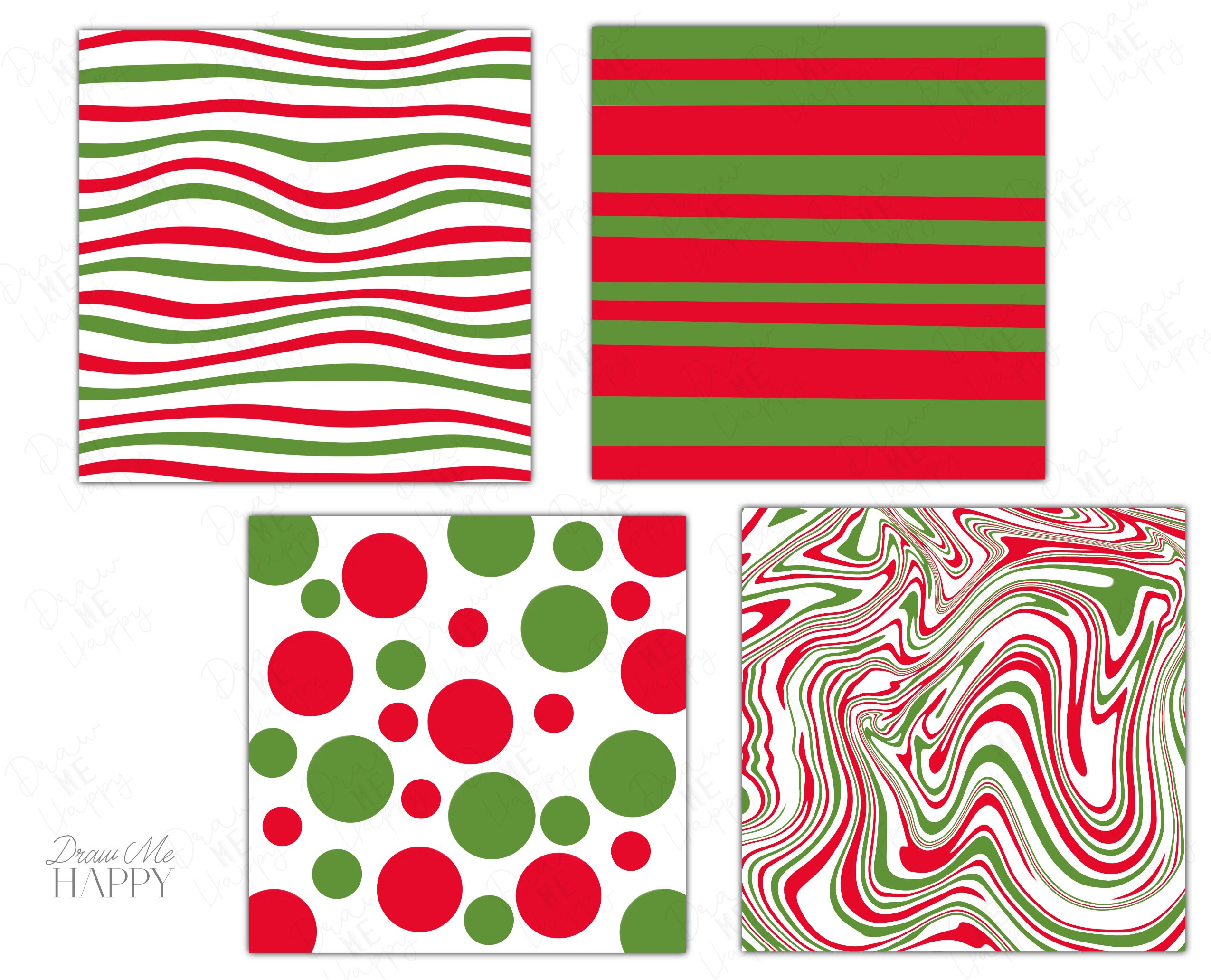 Christmas Digital Paper Elf Paper Red and Green Digital - Etsy