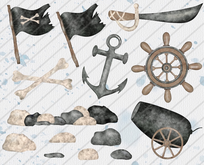Pirate Clipart Watercolor Pirates Pirate Ship Clipart - Etsy