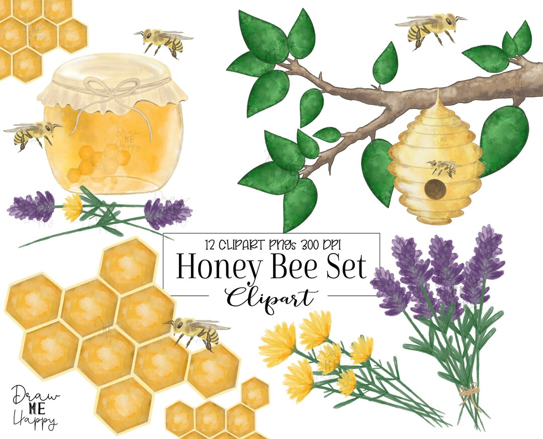 Bee Clipart, Bee Graphics, Beehive Clipart, Honey Clipart, Watercolor ...