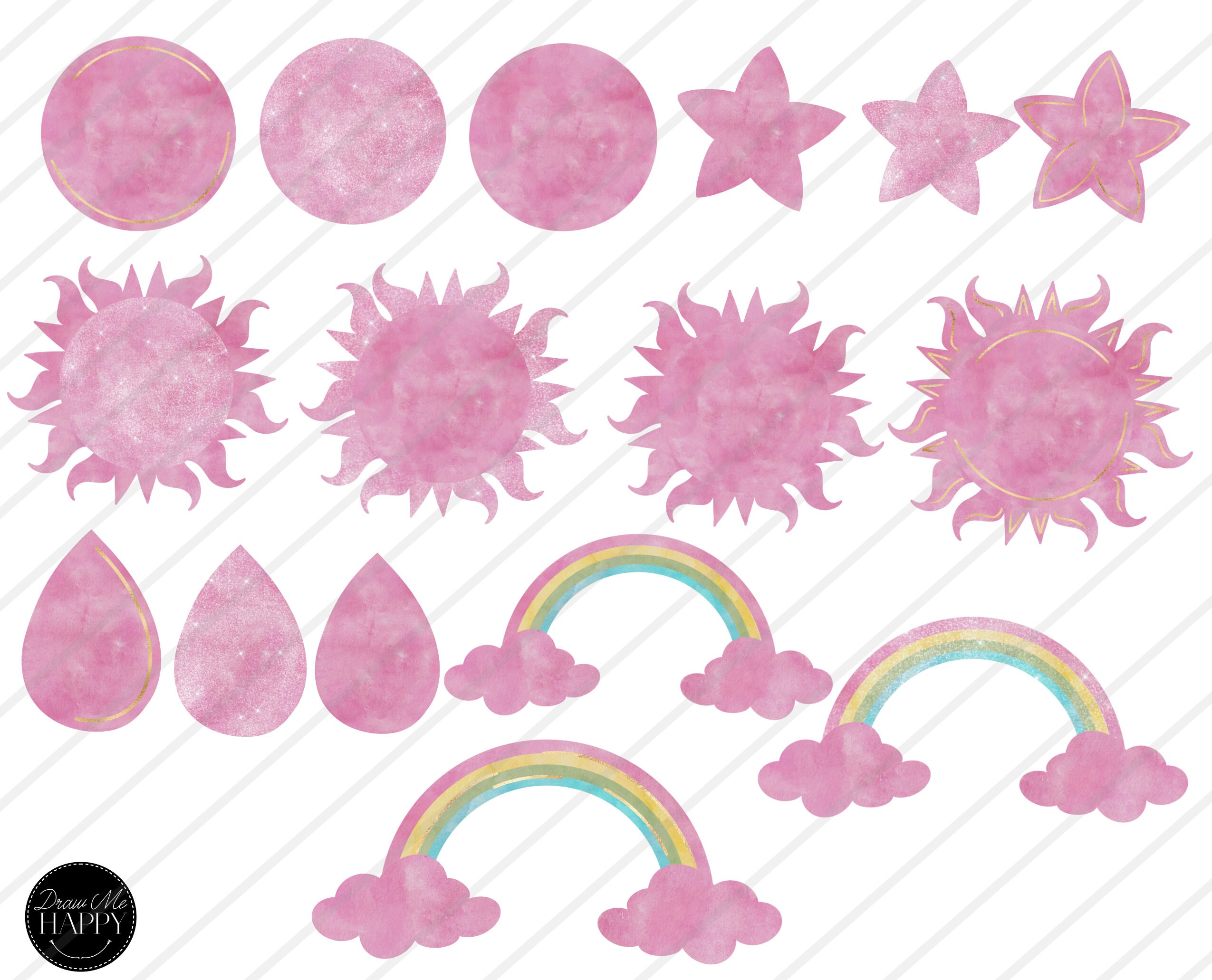 Watercolor Rainbow Clipart, Clouds Clipart, Sky Clipart, Weather ...