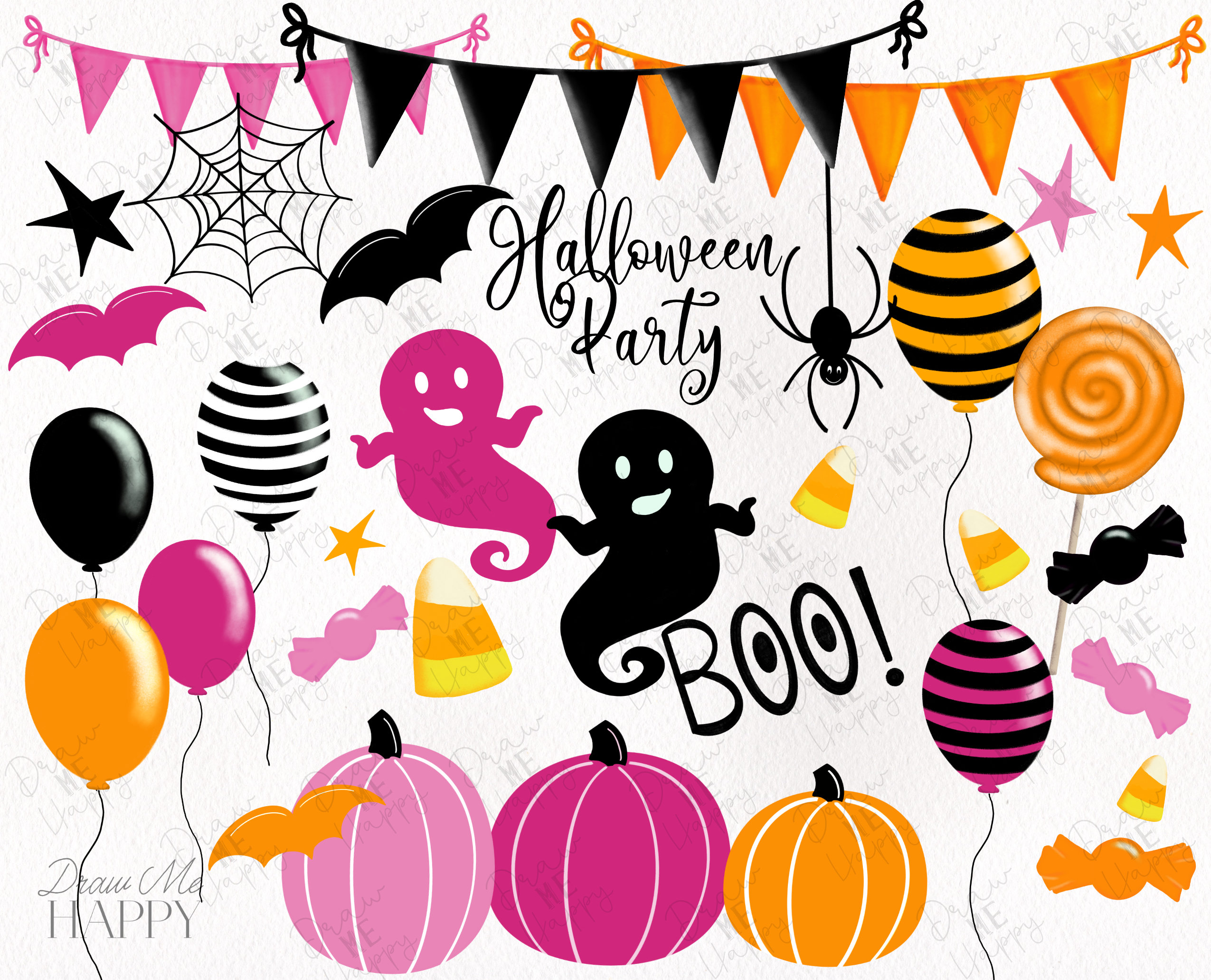 Halloween Clipart Halloween Png Pink Halloween Clipart Pink - Etsy