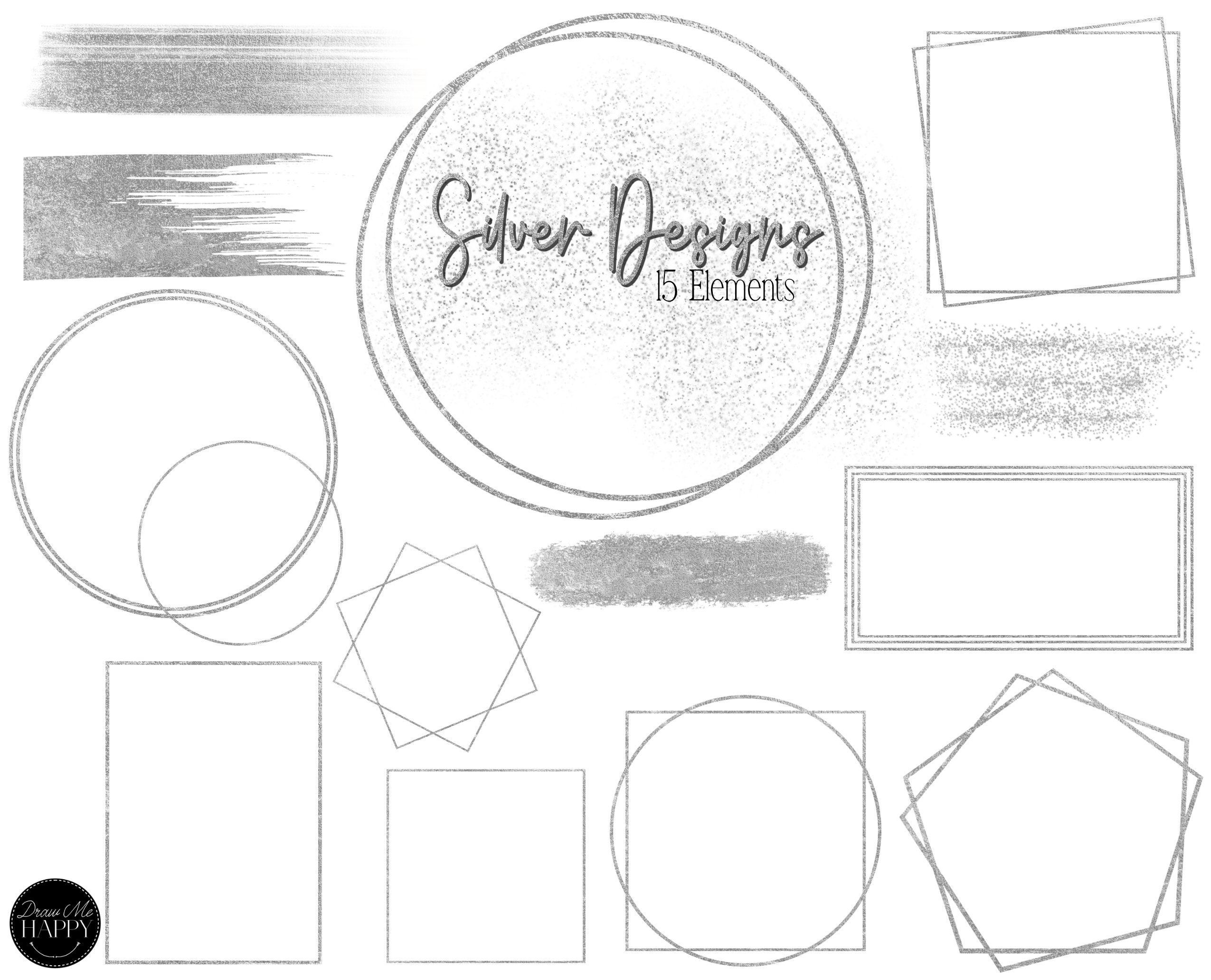 Silver Design Elements, Silver Designs, Metallic Clipart, Silver Frame ...