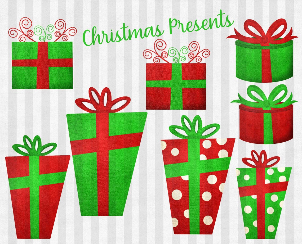 Christmas Clipart, Red and Green Christmas Clipart, Christmas Sleigh ...