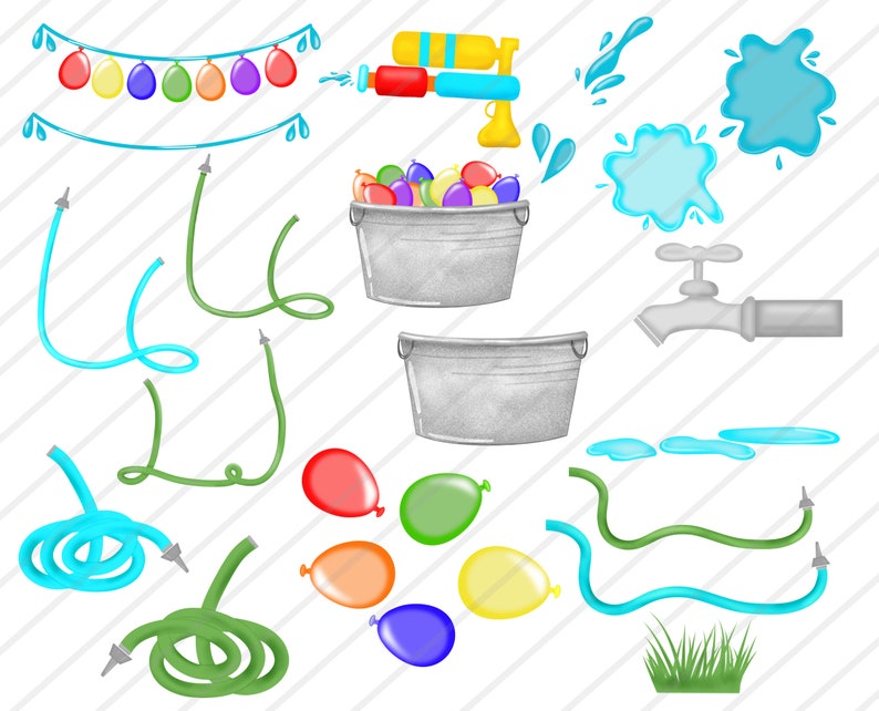 Water Balloon Clipart, Lets Get Soaked, Water Fight, Pool Party Clipart ...