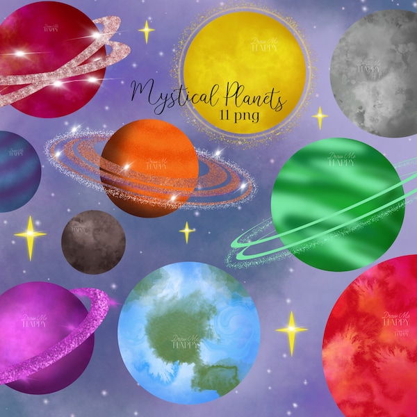 Glitter Planet Clipart - Etsy