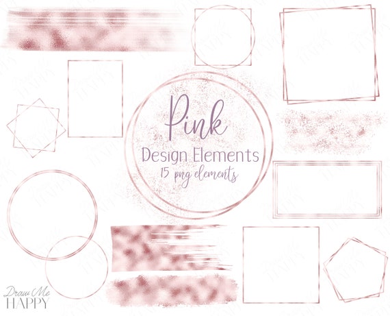 Pink Design Elements Pink Frames Clipart Design Elements - Etsy