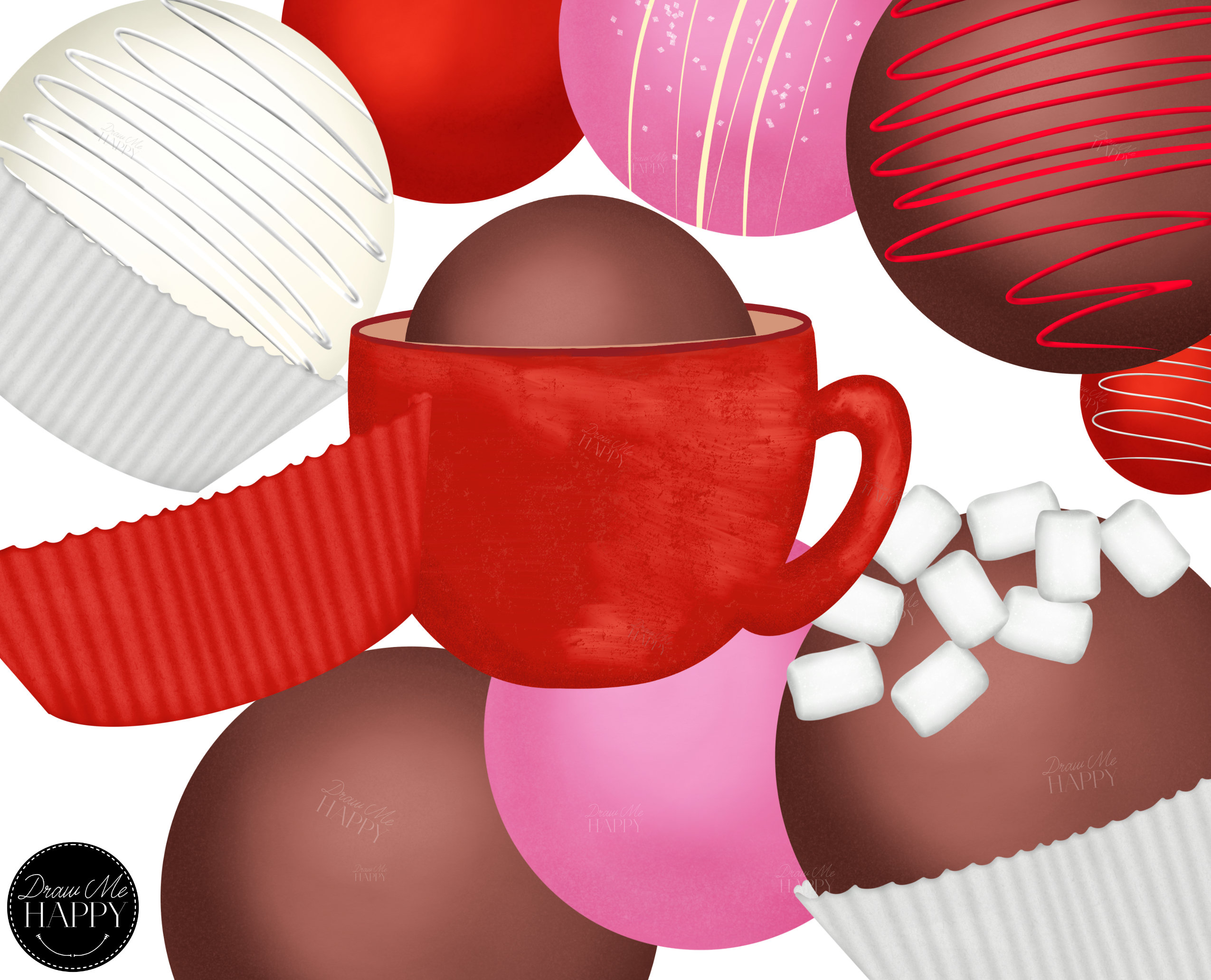 Hot Chocolate Bomb Clipart, Hot Cocoa Bomb Clipart, Valentine Hot Cocoa ...