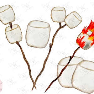 S'mores Clipart, Campfire Clipart, Camping Graphics, Watercolor Clipart ...