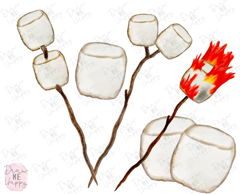 S'mores Clipart, Campfire Clipart, Camping Graphics, Watercolor Clipart ...