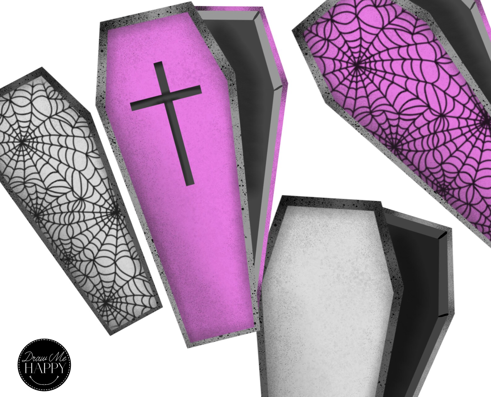 Coffin Clipart, Cute Coffin, Halloween Clipart, Pink Coffin, Cute ...