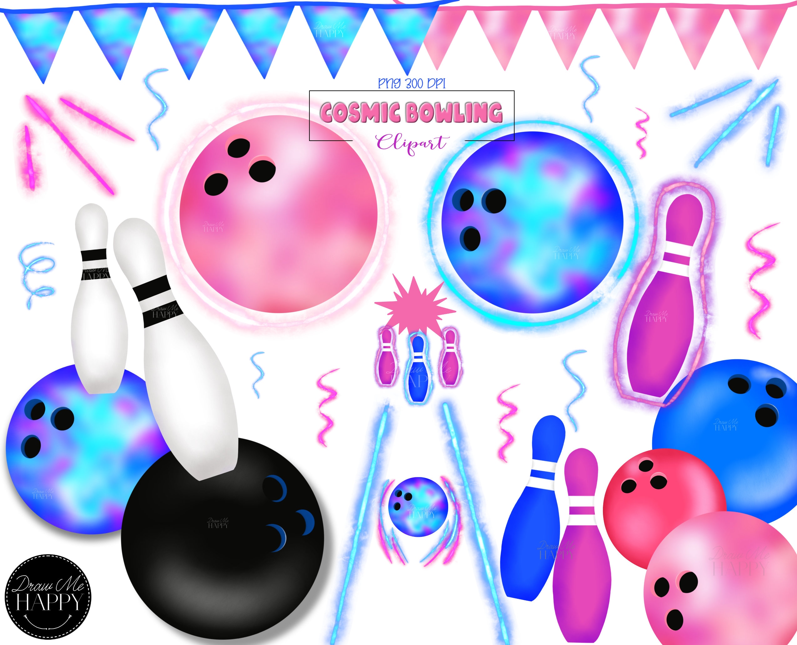 Bowling Clipart, Cosmic Bowling Party, Bowling Party, Sport Clipart ...