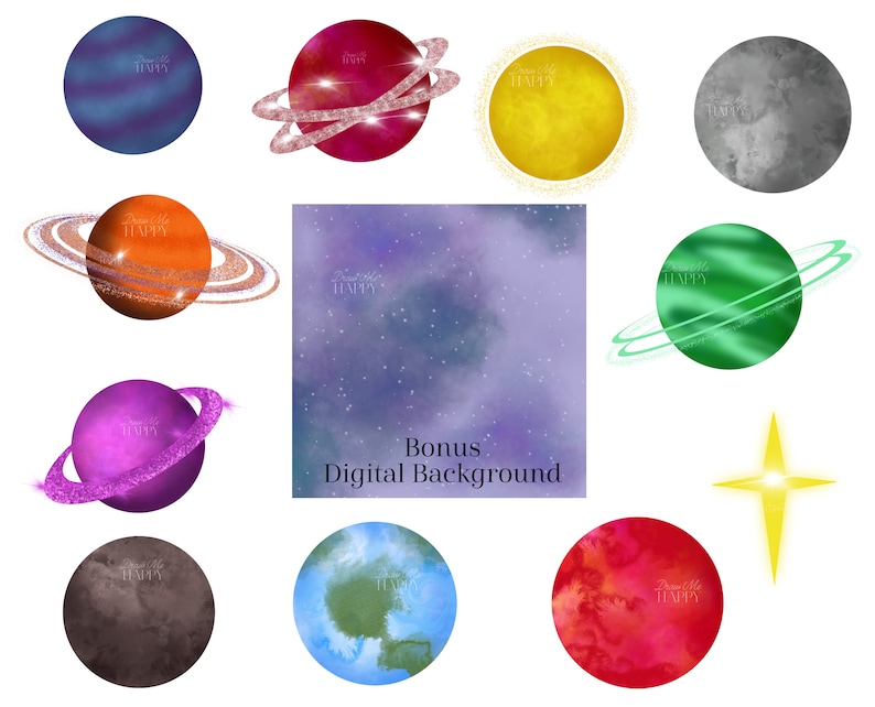 Planets Clipart, Space Clipart, Solar System Clipart, Galaxy Clipart ...