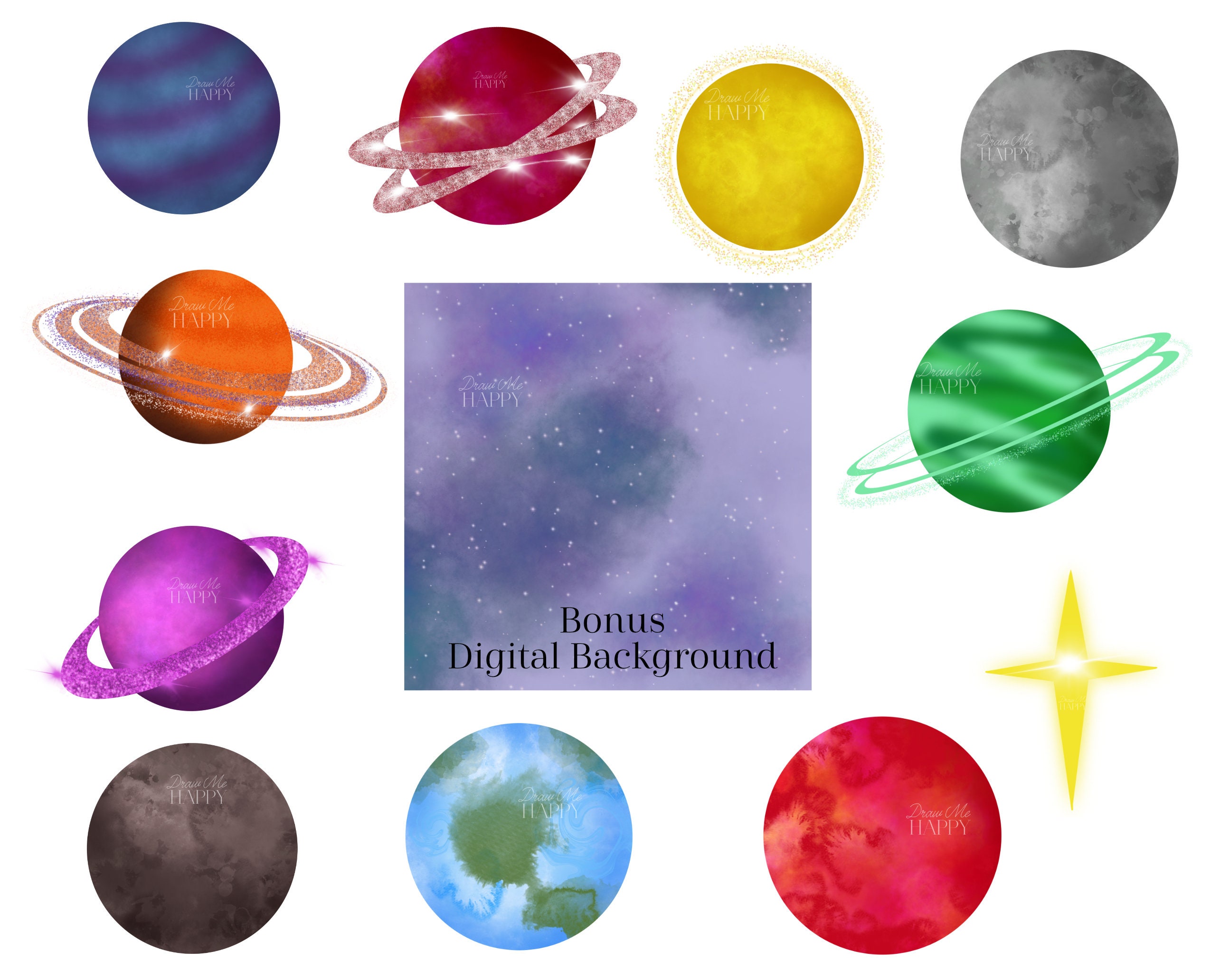 Planets Clipart, Space Clipart, Solar System Clipart, Galaxy Clipart ...
