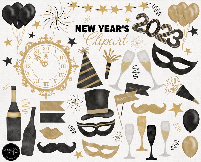 New Years Eve Clipart, New Years Clipart, Party Clipart, Happy New Year ...