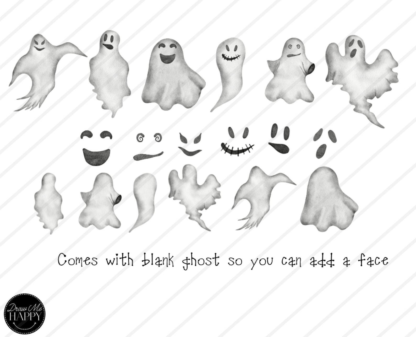 Watercolor Ghost Clipart, Ghost Clipart, Halloween Clipart, Ghosts ...