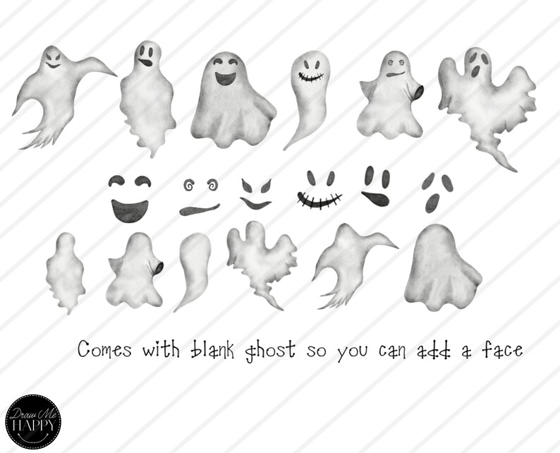 Watercolor Ghost Clipart, Ghost Clipart, Halloween Clipart, Ghosts ...