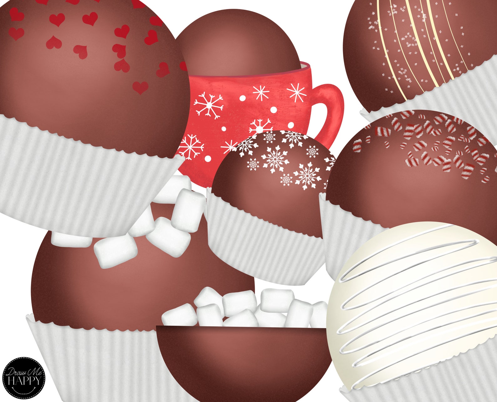 Hot Chocolate Bomb Clipart, Hot Cocoa Bomb Clipart, Chocolate Bomb ...