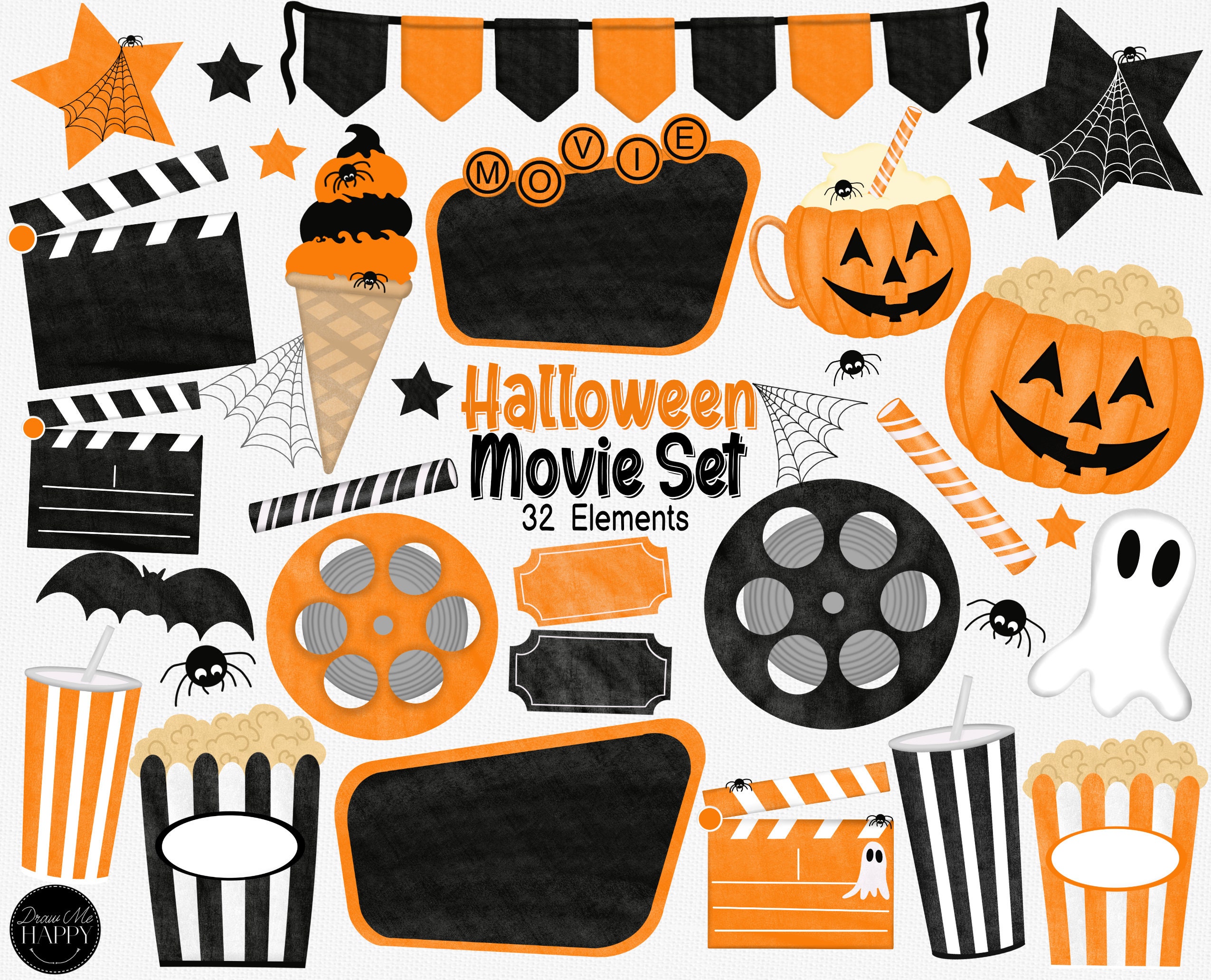 Halloween Movie Clipart, Movie Clipart, Halloween Clipart, Cinema ...