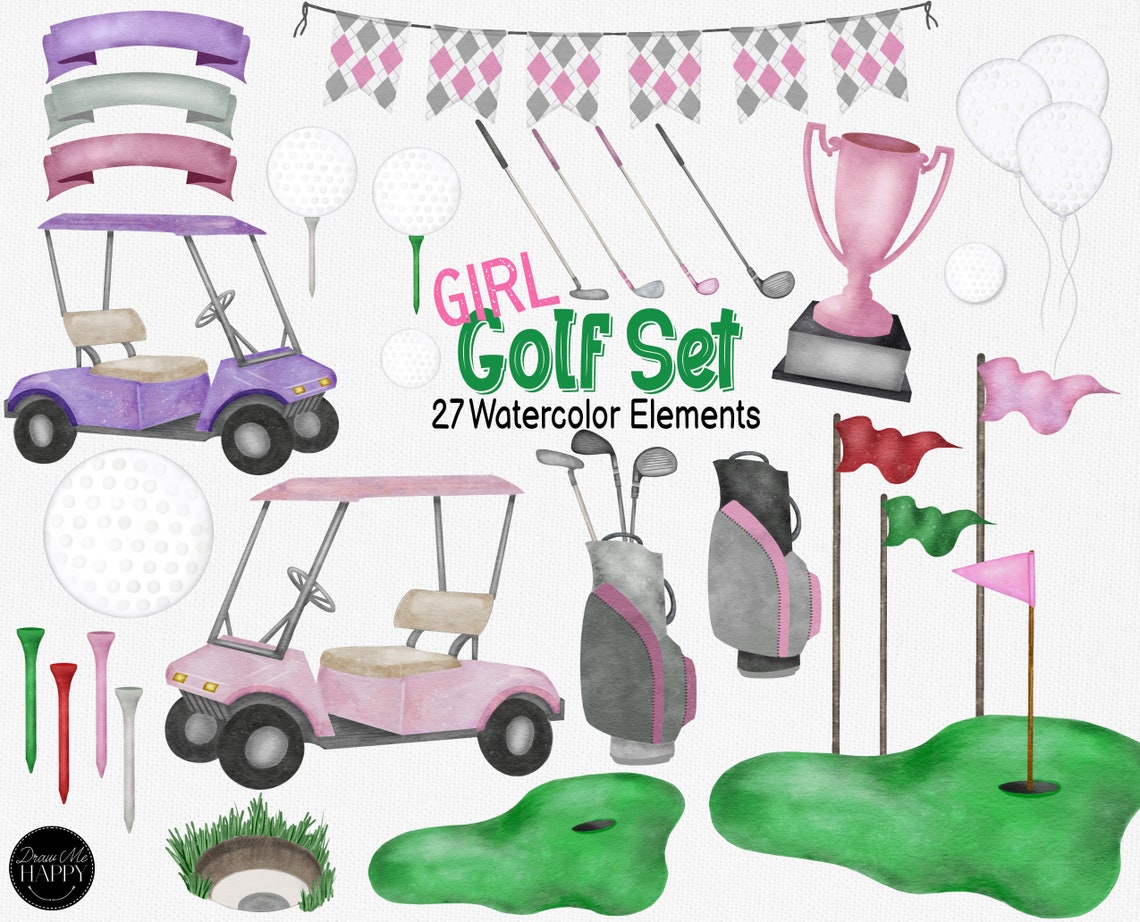 Girl Golf Clipart Golf Clipart Watercolor Golf Golfer - Etsy