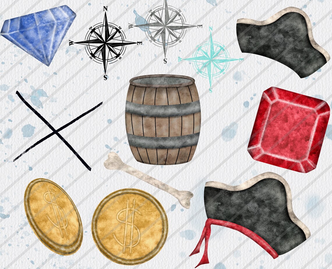 Pirate Clipart Watercolor Pirates Pirate Ship Clipart - Etsy