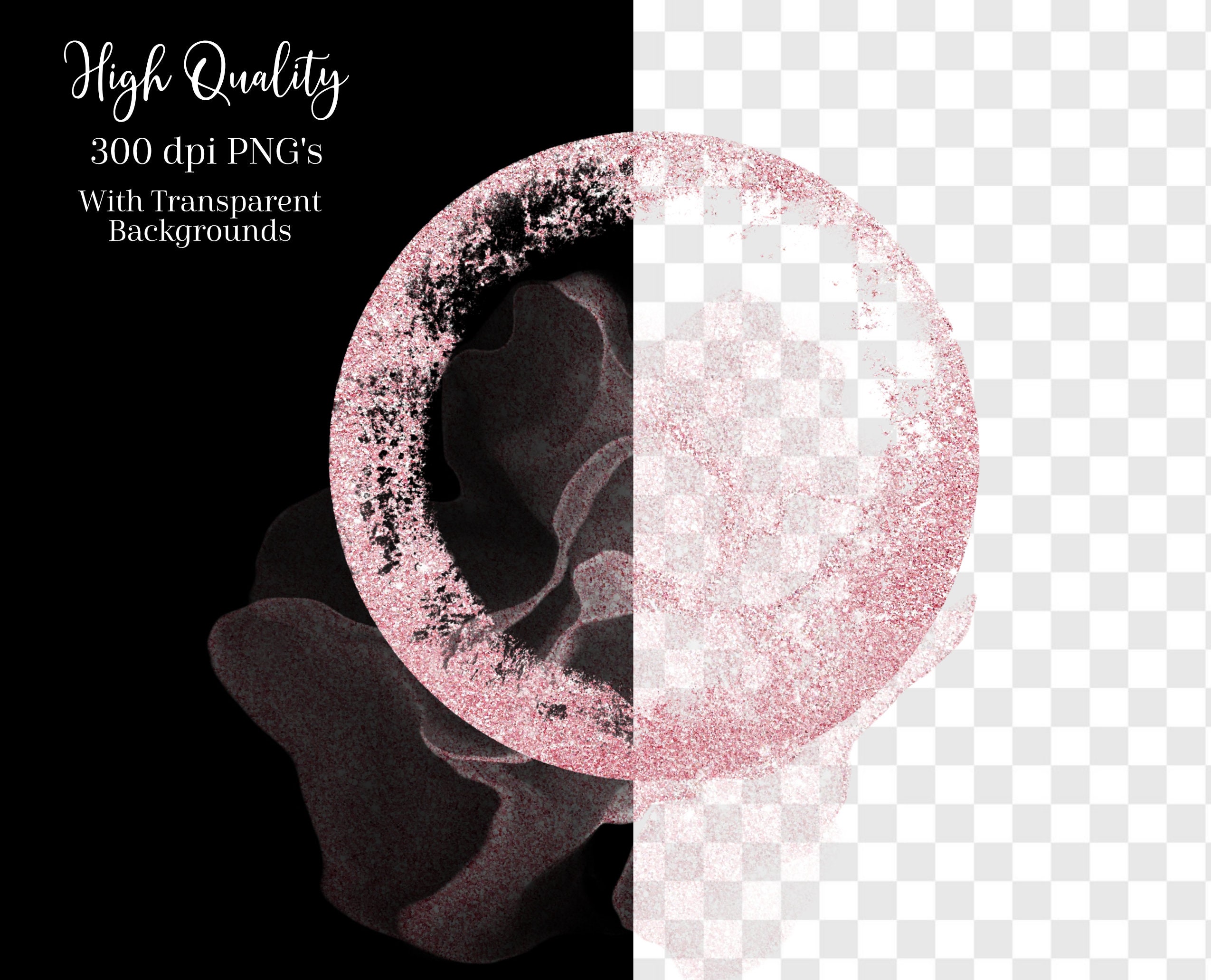Pink Glitter Brush Stroke Clipart, Circle Frames (PNG Files) - Etsy